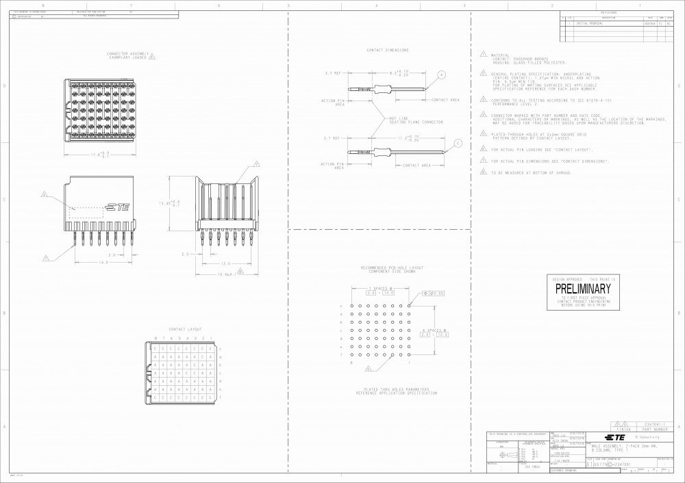 TE Connectivity 2347091-1 controlled drawing preview