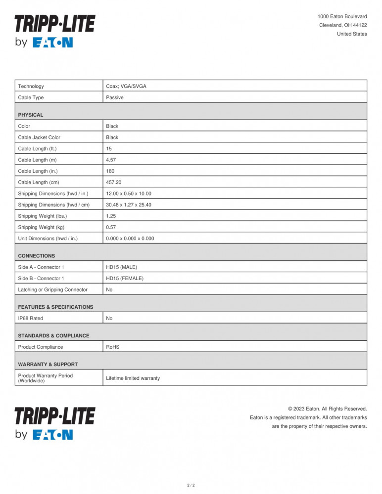 EATON P500-015 technical document page 2