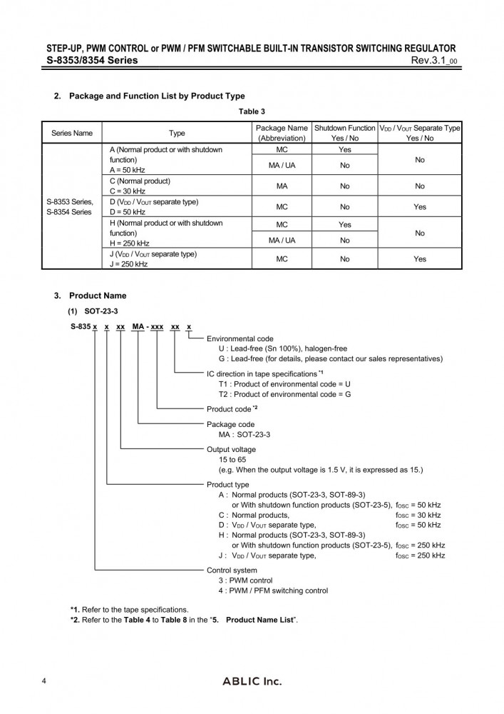 ABLIC S-8353/8354 technical document page 4