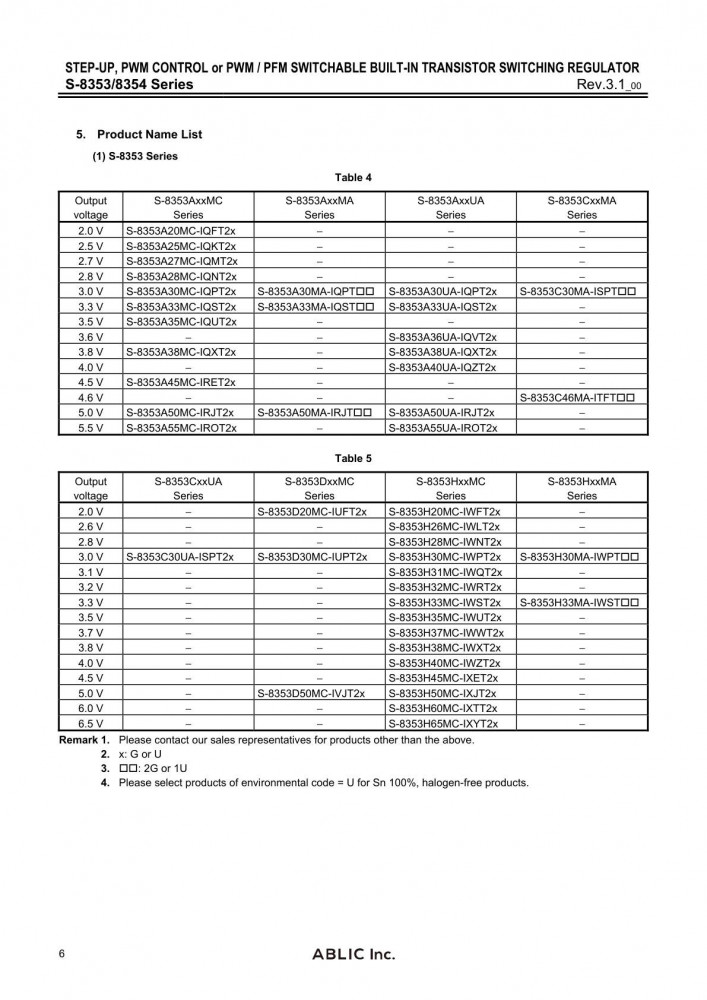 ABLIC S-8353/8354 technical document page 6