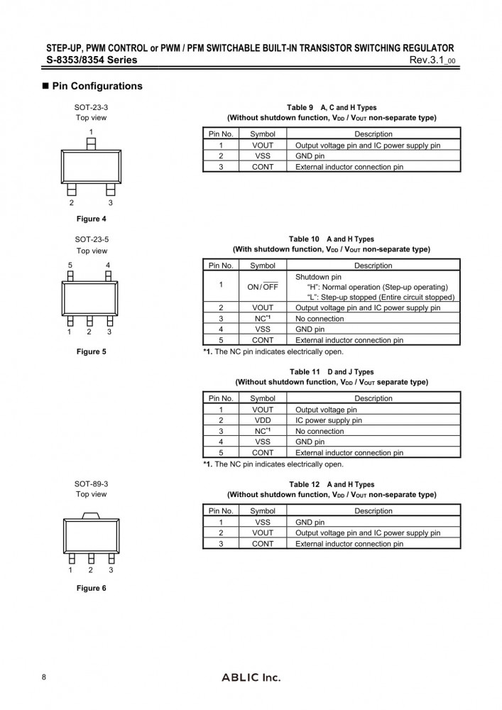 ABLIC S-8353/8354 technical document page 8