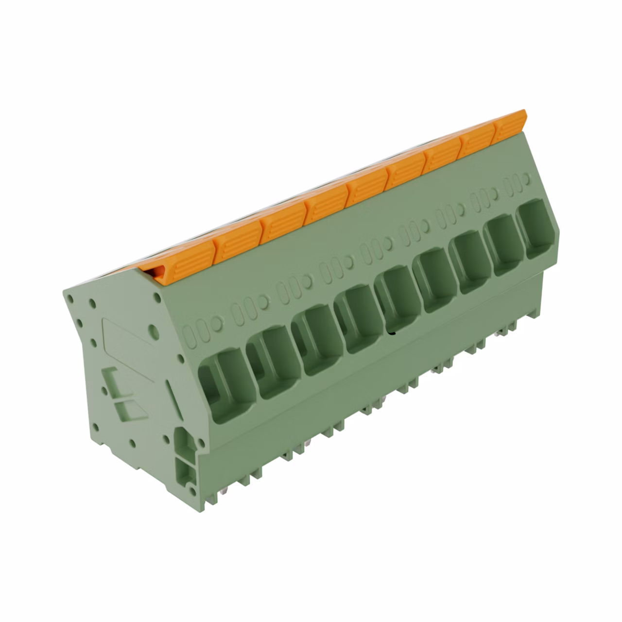 10.00mm Pitch Lever Activated Fixed Mount PCB Terminal Block, 35° Wire Entry, Left Front Terminal, 9 Circuits for sale