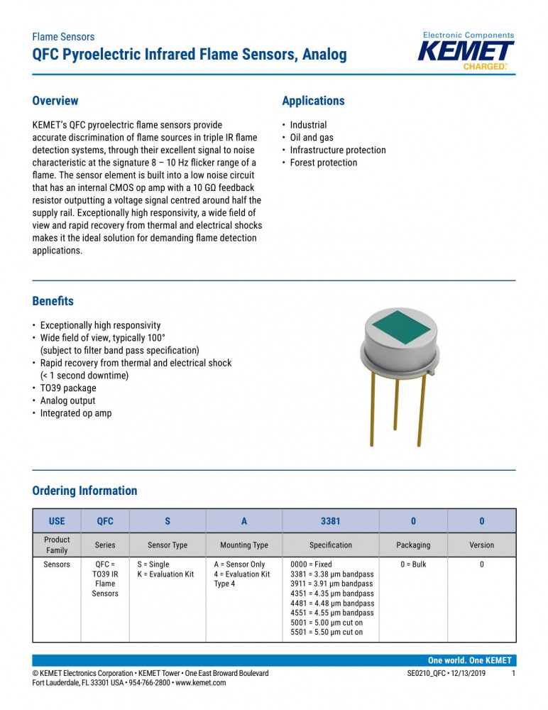 KEMET QFC flame sensor overview