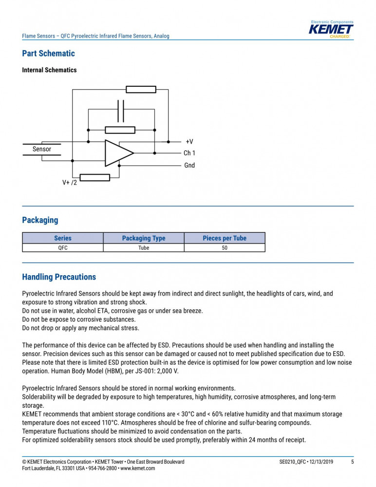 KEMET QFC electrical characteristics