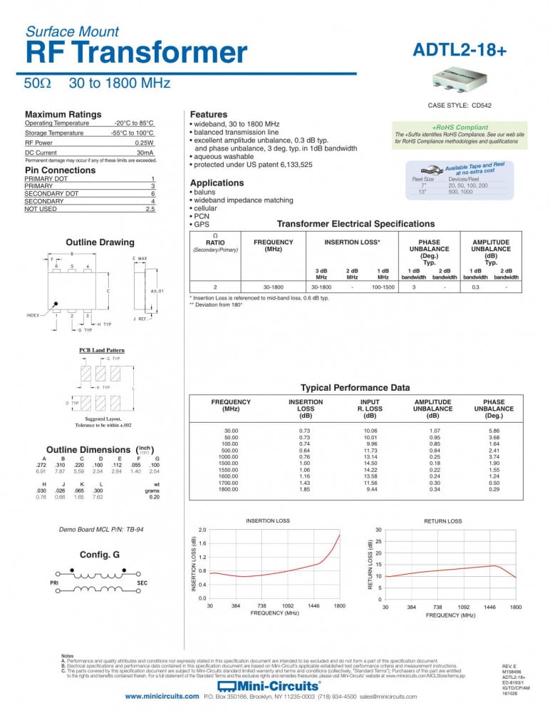 ADTL2-18+ technical document page