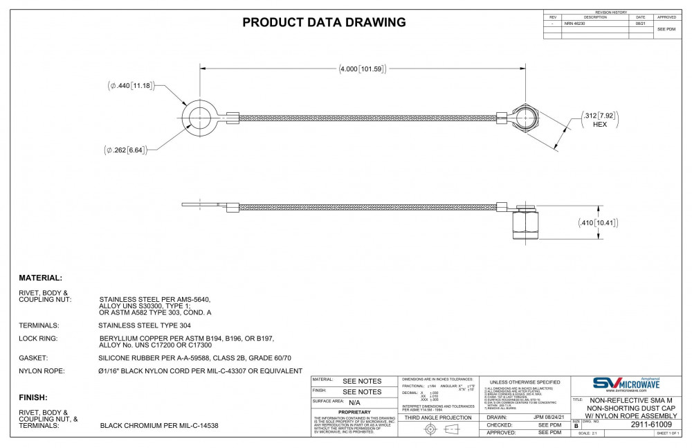 Amphenol 2911-61009 product data drawing