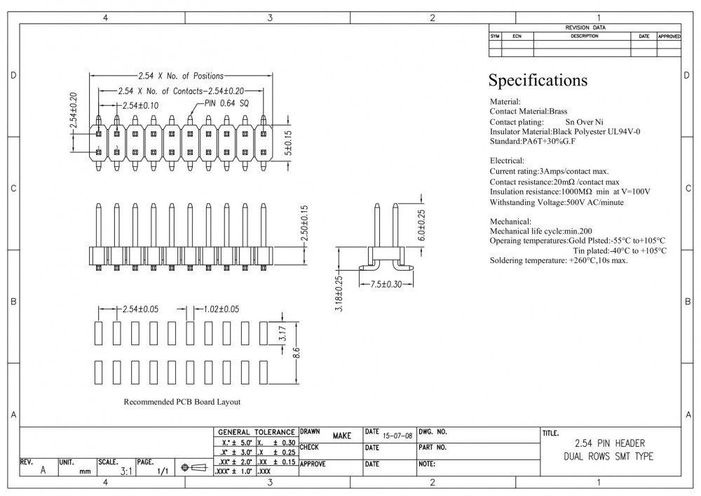 BOOMELE 2.54-2*9P technical drawing