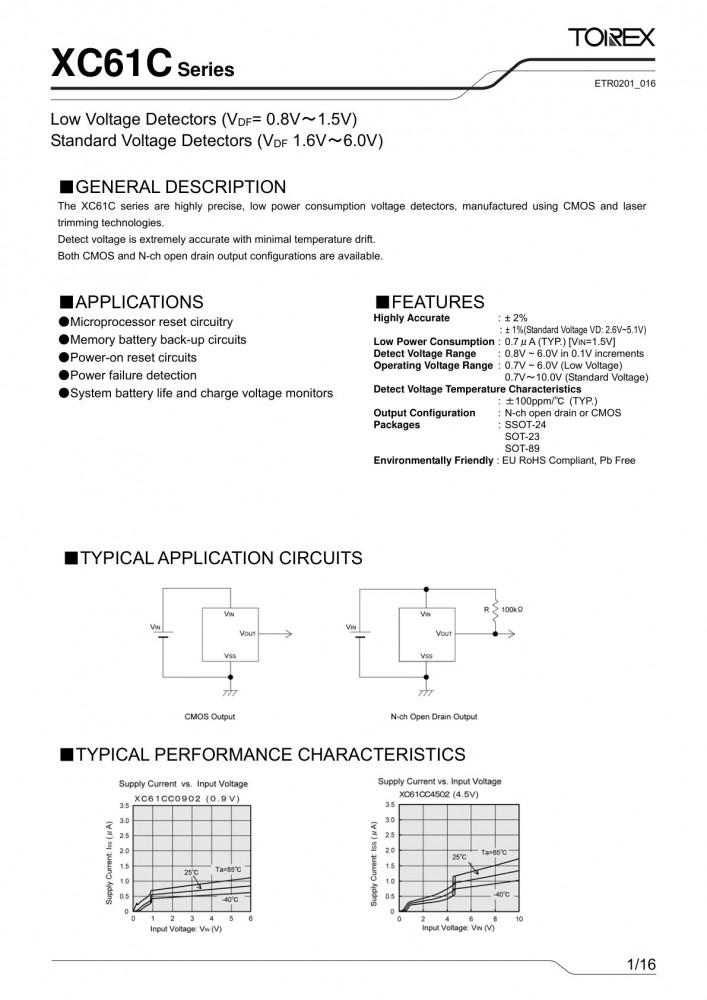 XC61C datasheet page 1