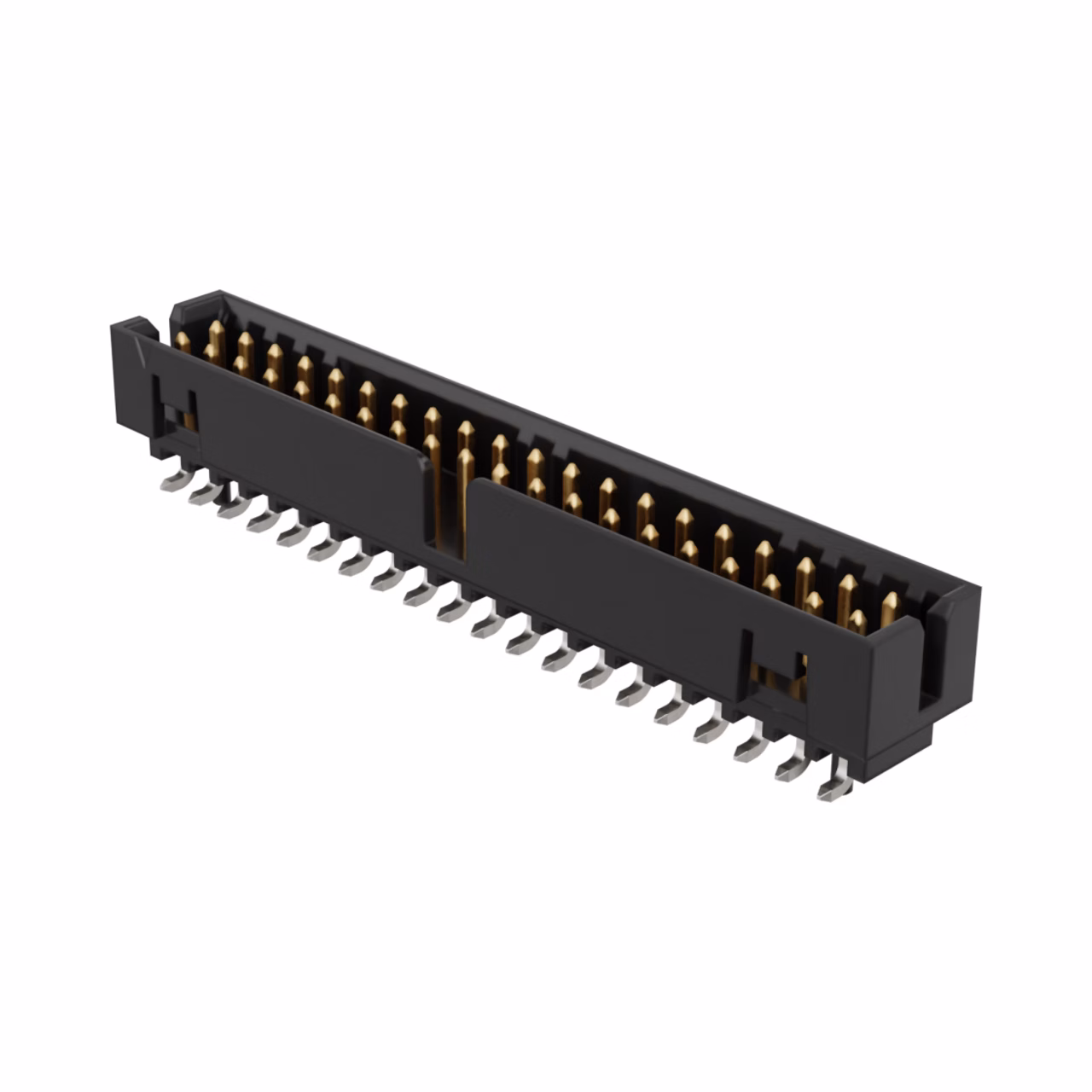 2.00mm Pitch, Milli-Grid PCB Header, Dual Row, Vertical, Surface Mount, Shrouded, 40 Circuits, 0.76µm Gold (Au) Plating, Dual Side Slots, Dual Friction Locks, Center Polarization, with Pegs, Tape and Reel for sale