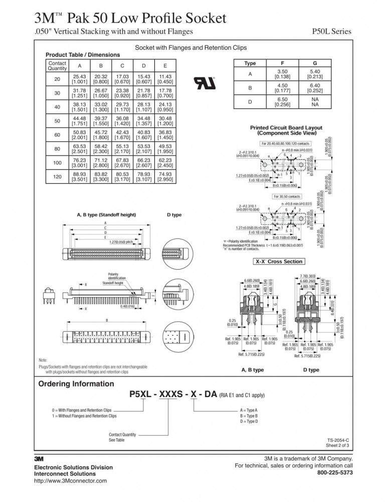 3M TS-2054-C physical and electrical specifications
