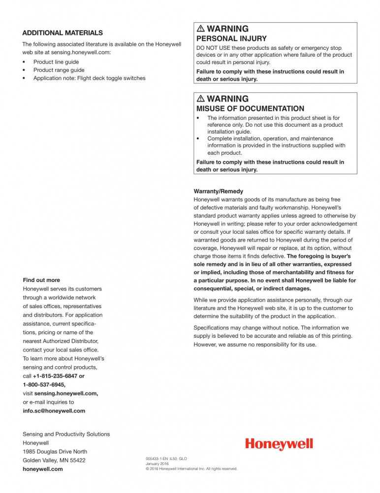 Honeywell ET Series datasheet page 7