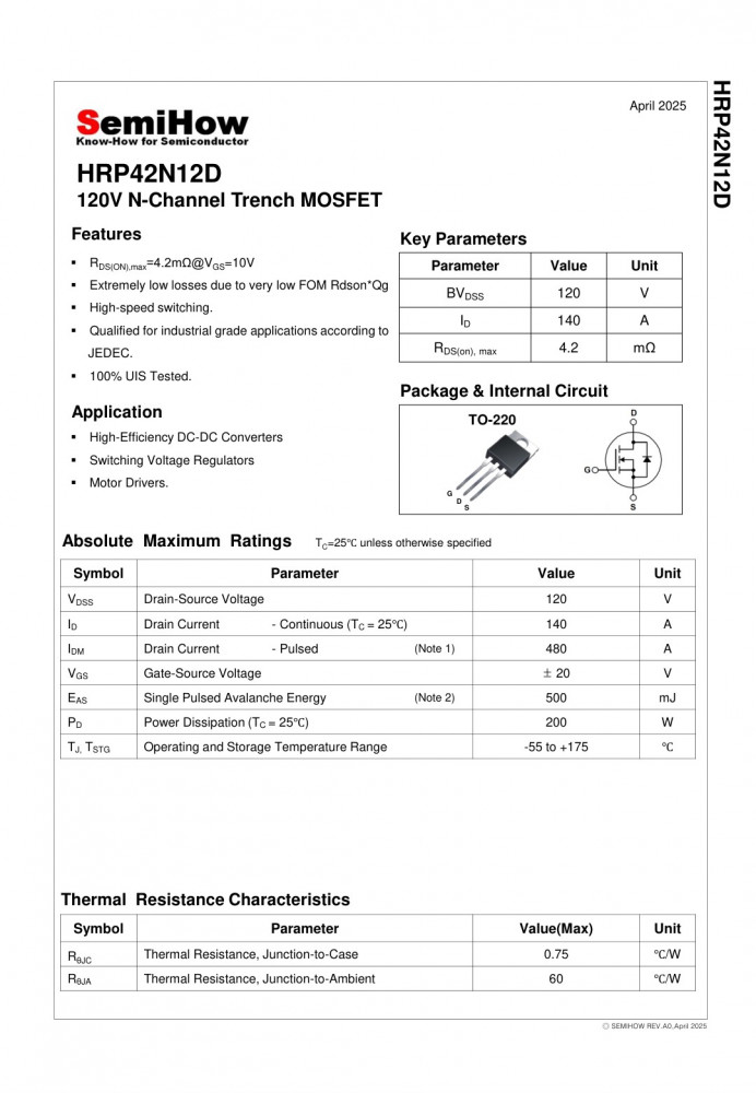 HRP42N12D datasheet page 1