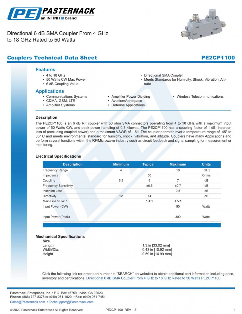 PE2CP1100 datasheet page 1