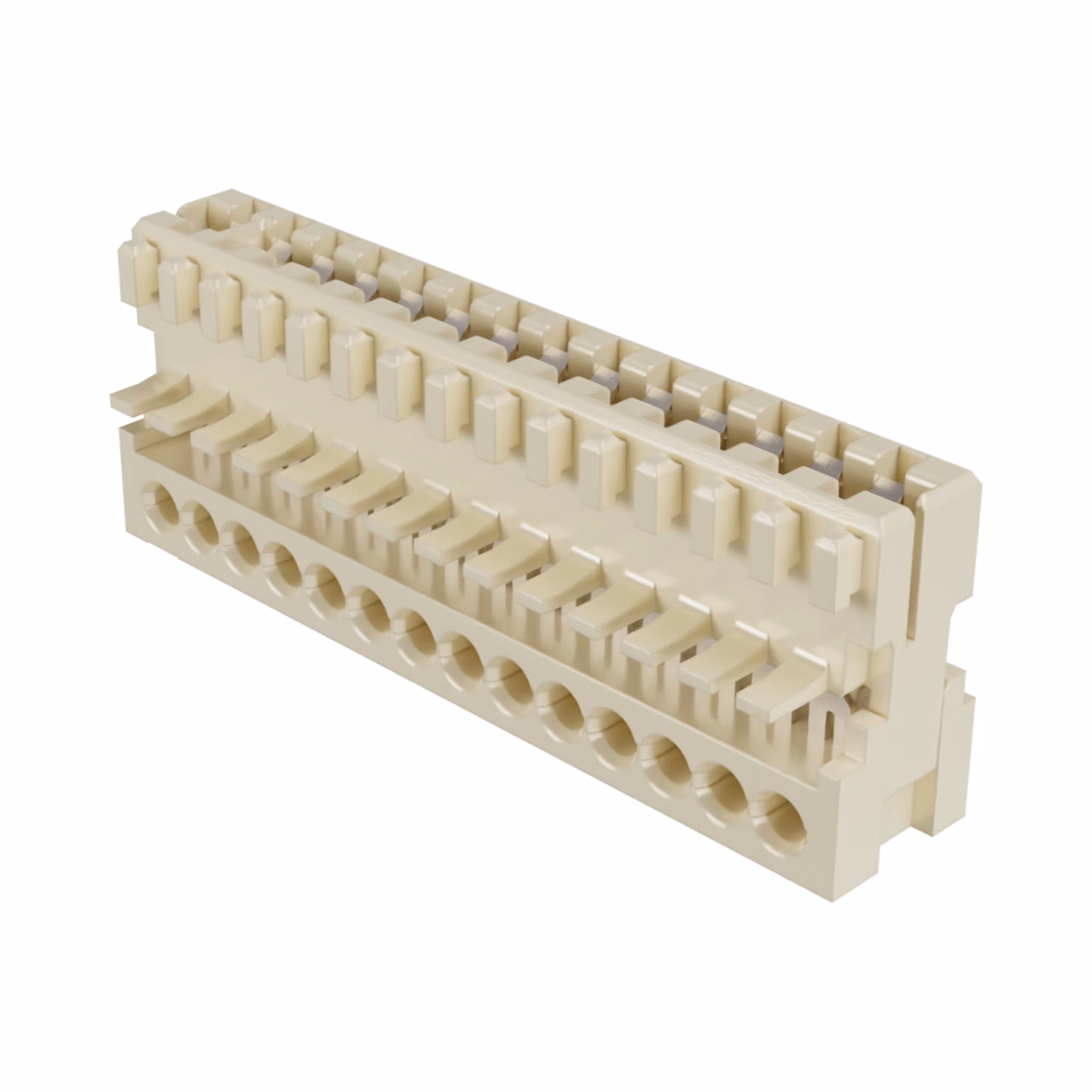 Appli-Mate RAST 2.5 Connector, 2.50mm Pitch, Female, 14 Circuits, Polarizing Rib Between 1/2, Locking Pips, Slotted Endwalls, Tin Plating for sale