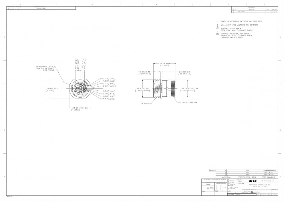 TE Connectivity 206036-3 technical drawing page 3