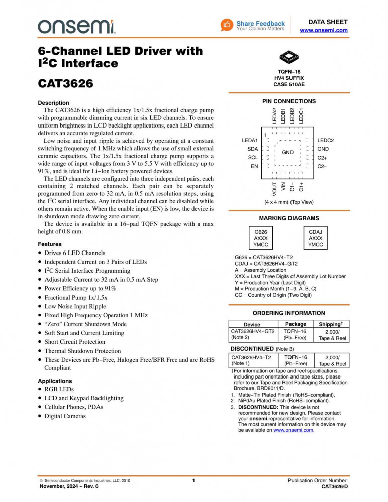 CAT3626 datasheet page 1