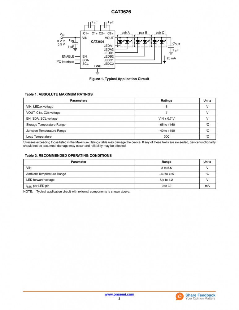 CAT3626 datasheet page 2