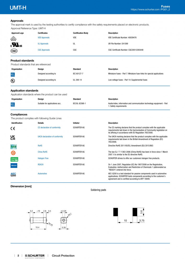SCHURTER UMT-H datasheet page 2