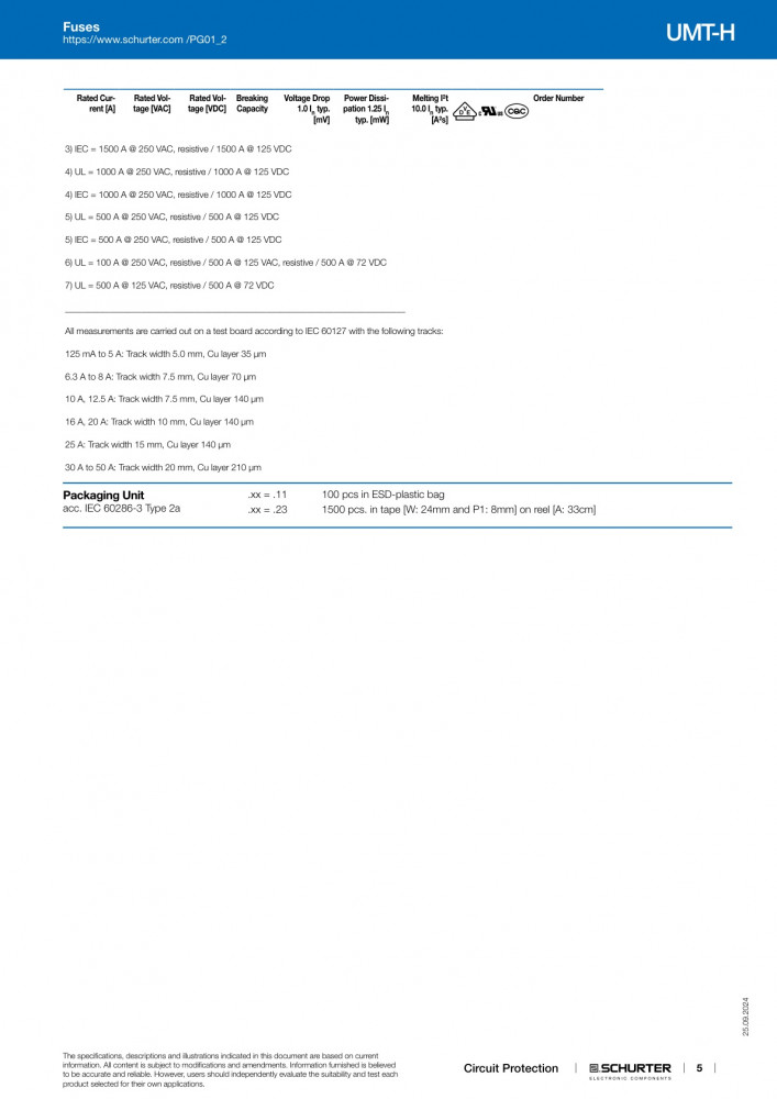 SCHURTER UMT-H datasheet page 5