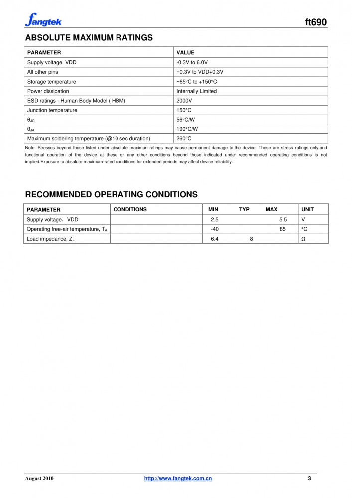 FT690M datasheet page 3