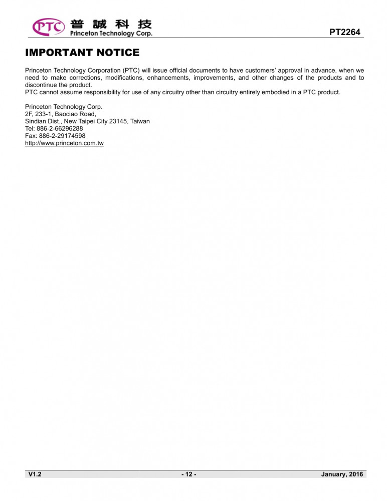 PT2264-S20 datasheet page 4