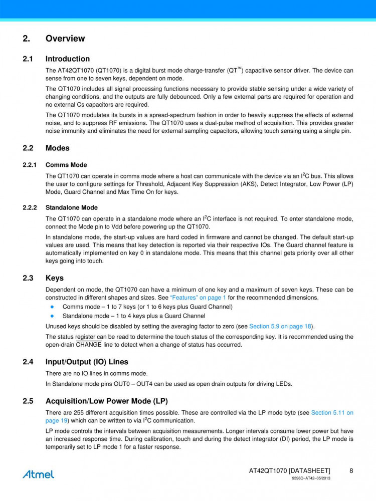 AT42QT1070 document page 8