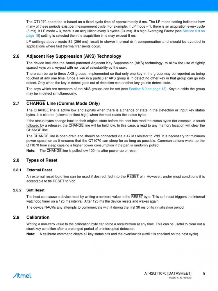 AT42QT1070 document page 9