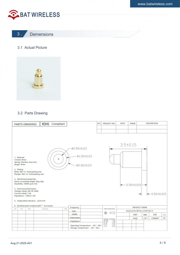 BWCD-L3.5W2.0H1.0 datasheet page 5