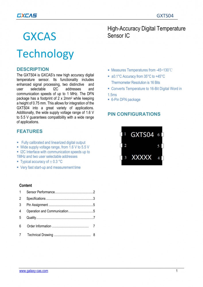 GXTS04 datasheet page 1