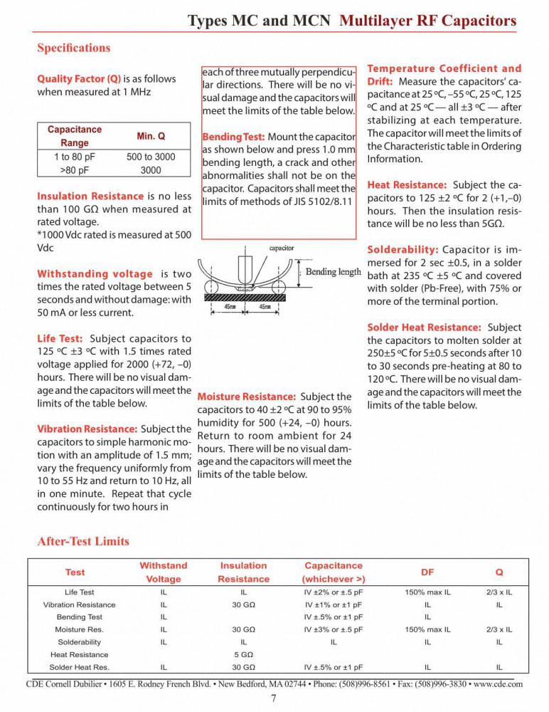 CDE MC and MCN RF capacitor datasheet page 7