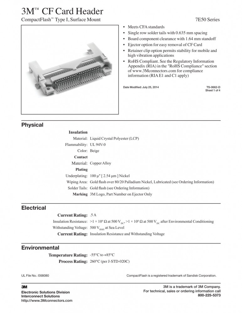 3M TS-0662-D page 1 technical specification