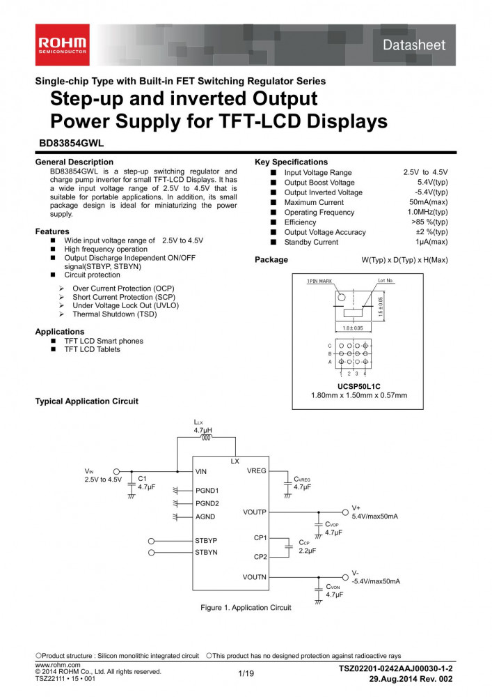 BD83854GWL-E2 datasheet page 1