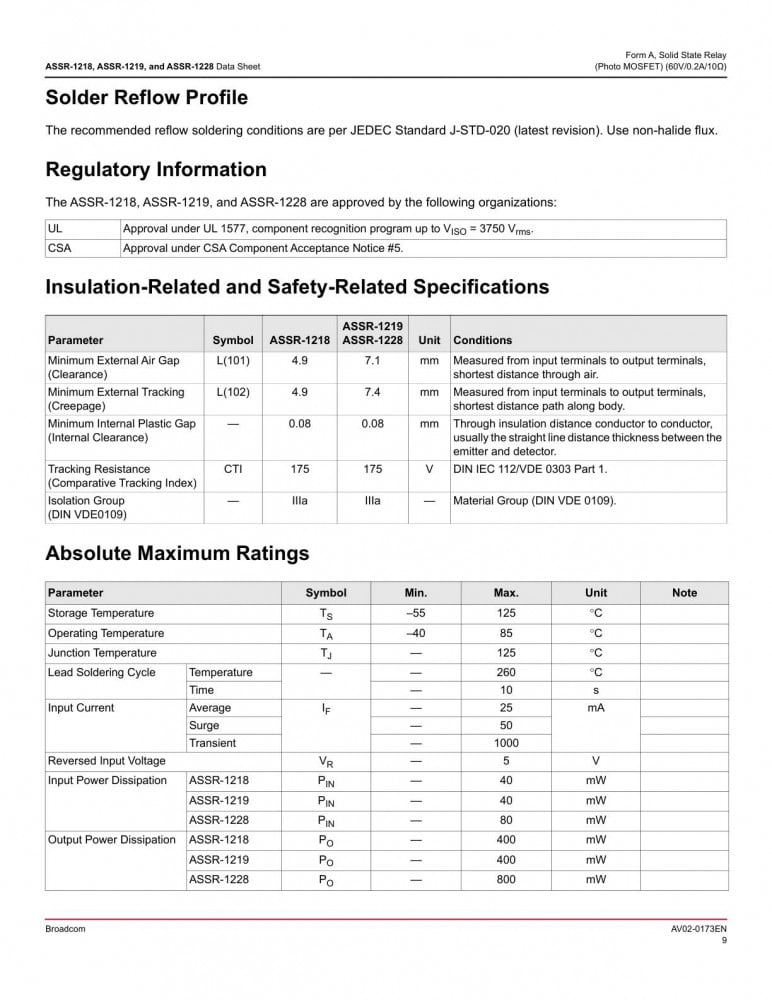 ASSR-1218 family datasheet page 9