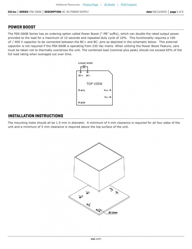 CUI PSK-S60B datasheet page 5