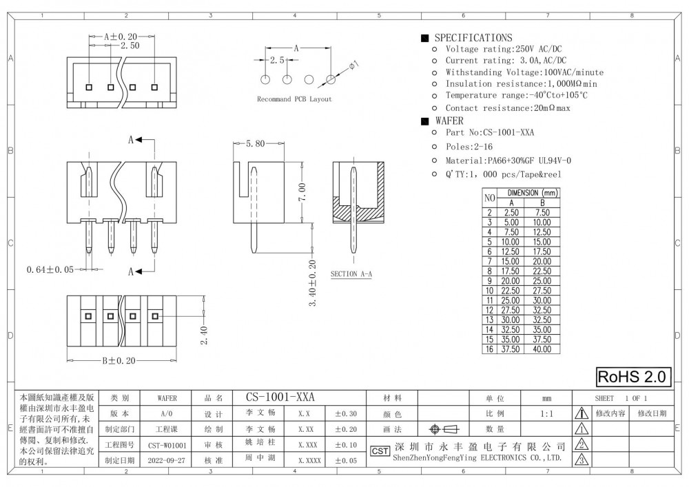 CST CS-1001-12A technical drawing and specifications