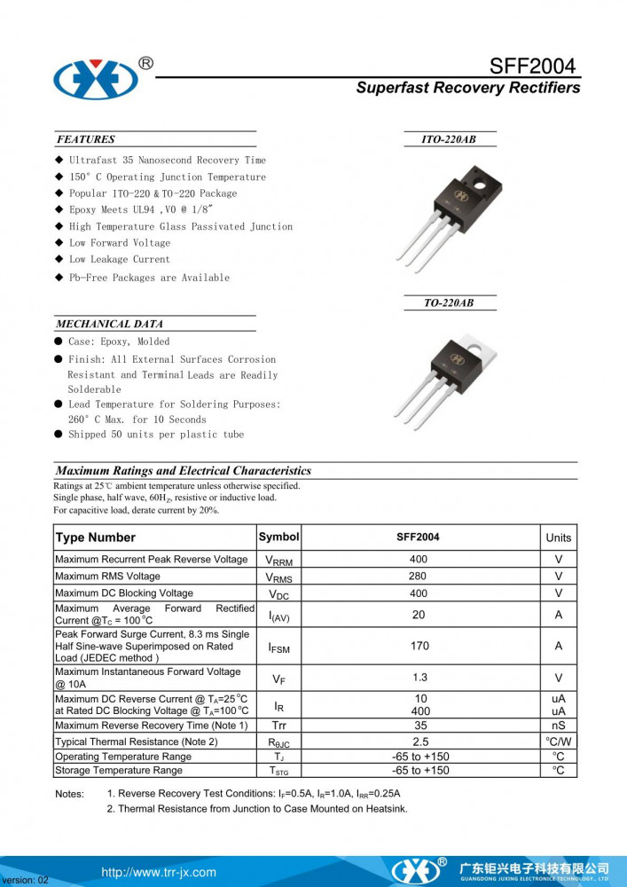 JUXING SFF2004 datasheet page 1