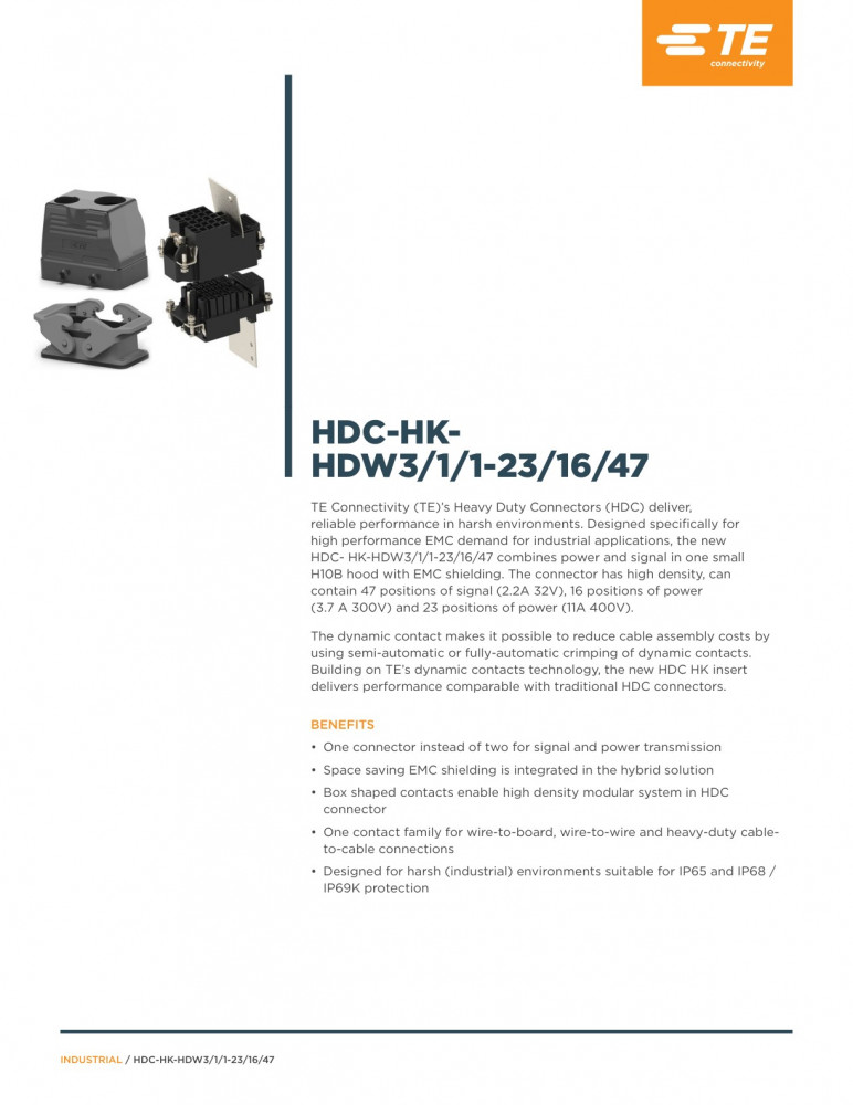 TE Connectivity HDC-HK document page 1