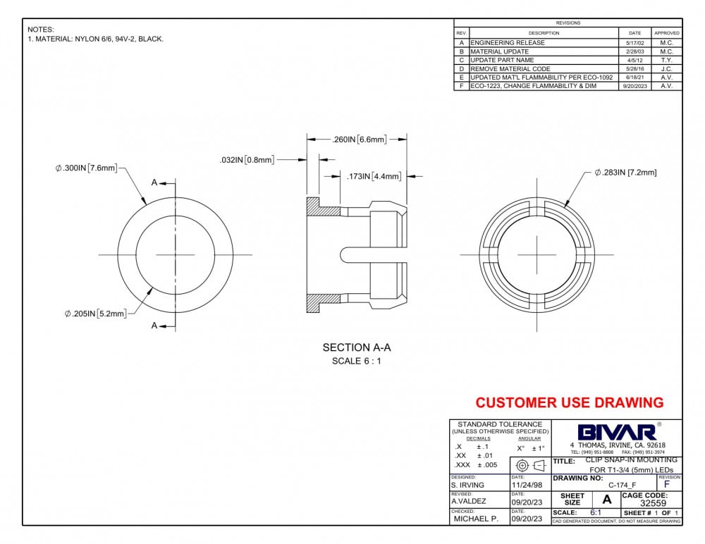 BIVAR C-174 technical document page