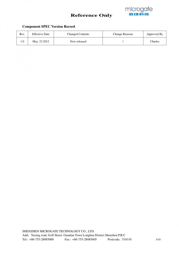Microgate MPIM201610H series specification, page 3