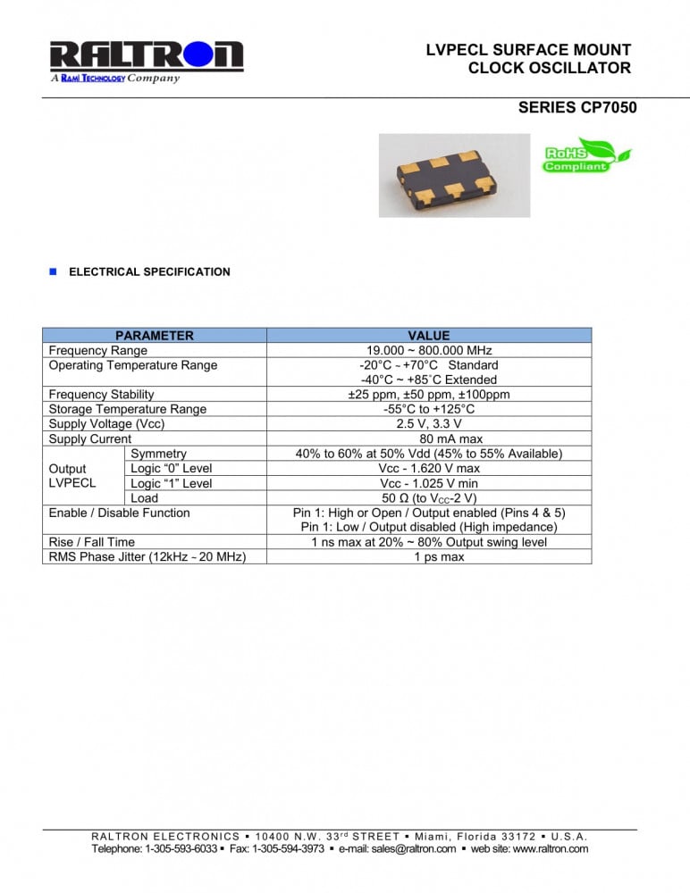 CP7050 datasheet page 1