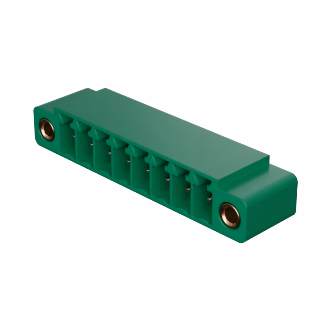 3.50mm Pitch Eurostyle Right-Angle PCB Header, with Threaded Retention Inserts, Green Housing, 8 Circuits for sale