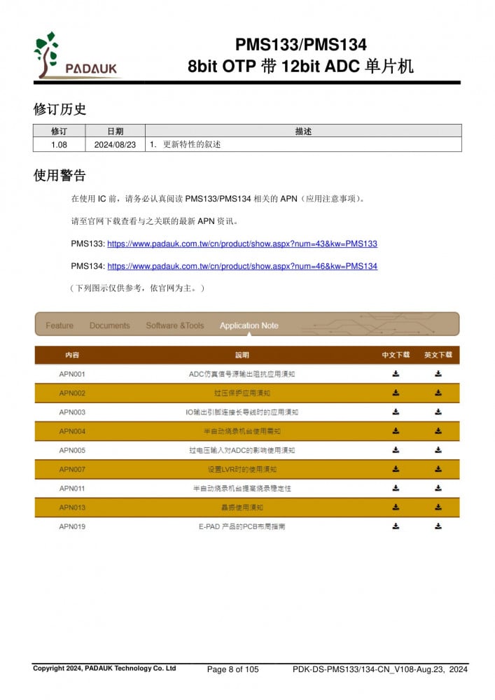 PMS134 datasheet page 8