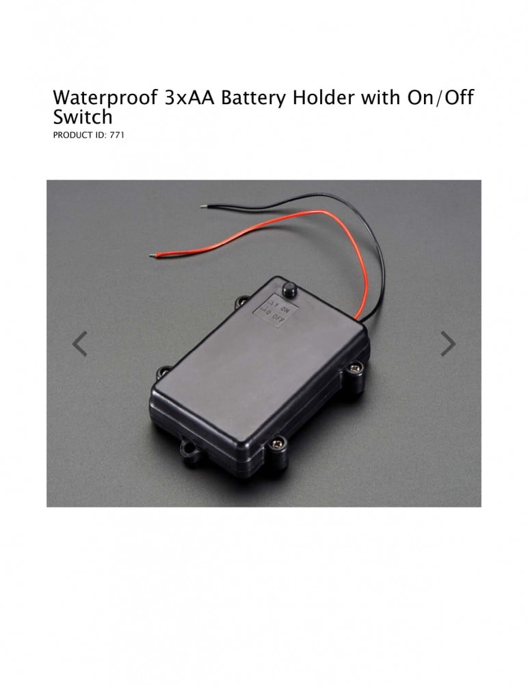Adafruit 771 waterproof 3xAA battery holder