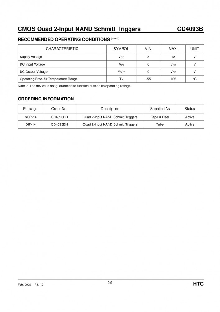 CD4093BN datasheet page 2