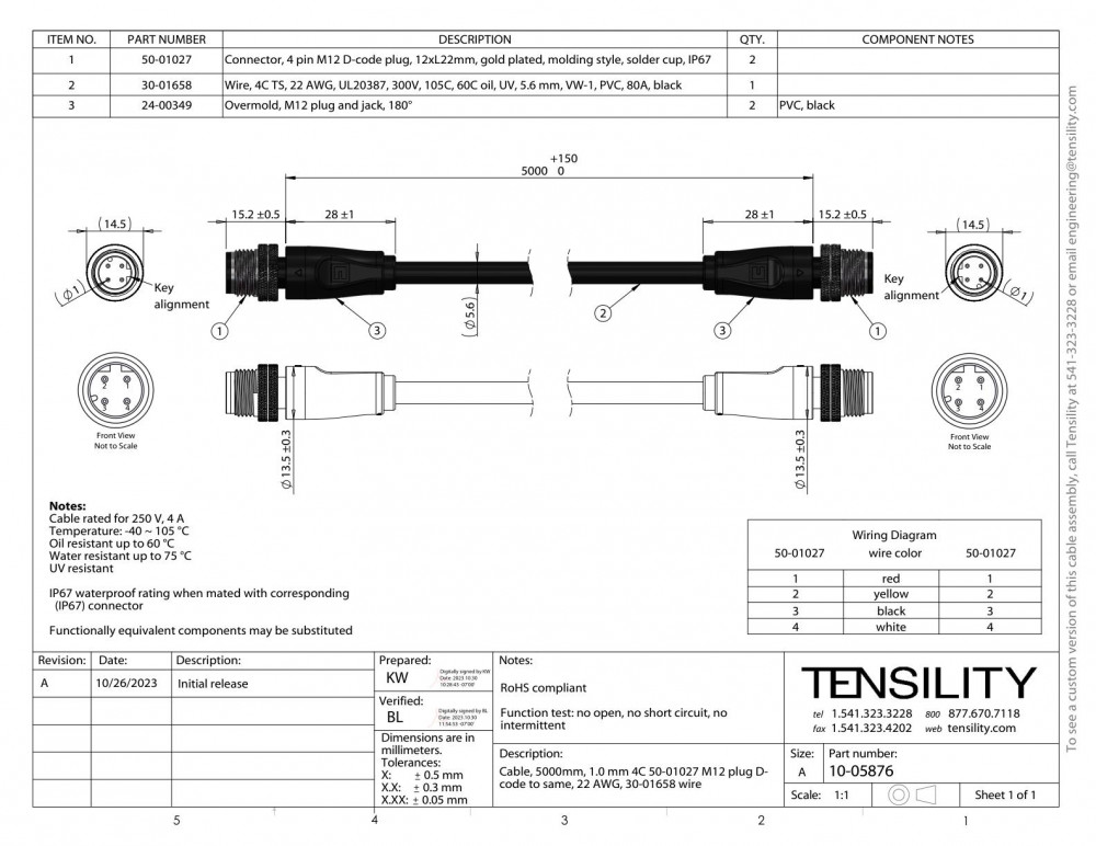 Technical drawing for Tensility International assembly 10-05876