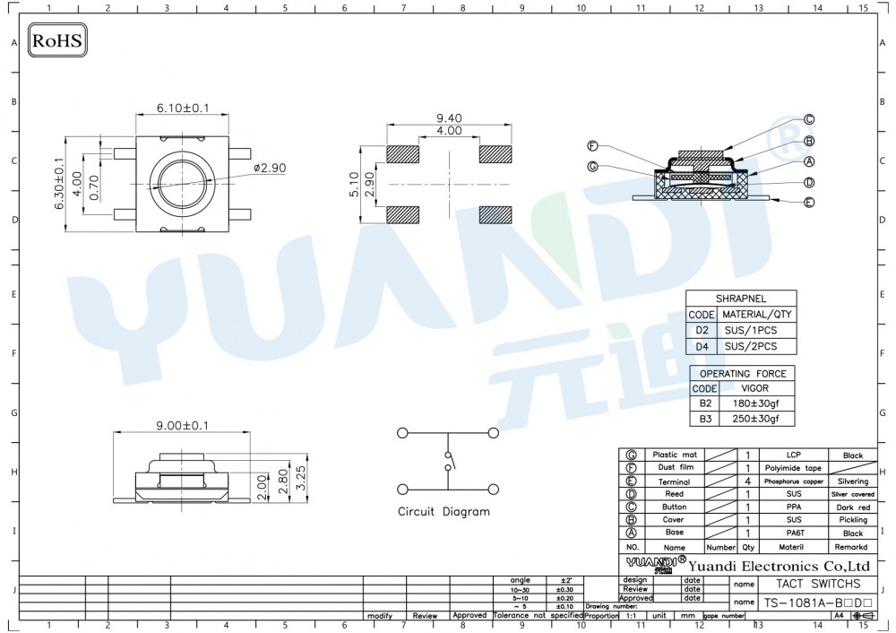 Yuandi TS-1081A-B3D2 technical drawing page