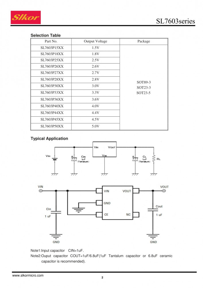 SL7603 datasheet page 2