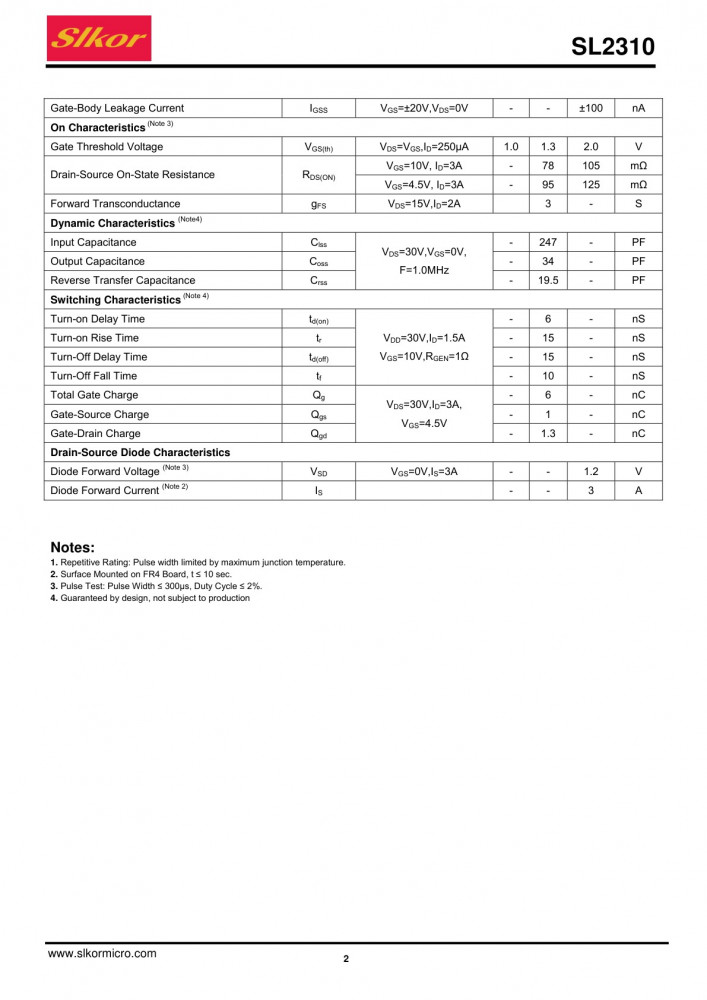 SL2310 datasheet page 2