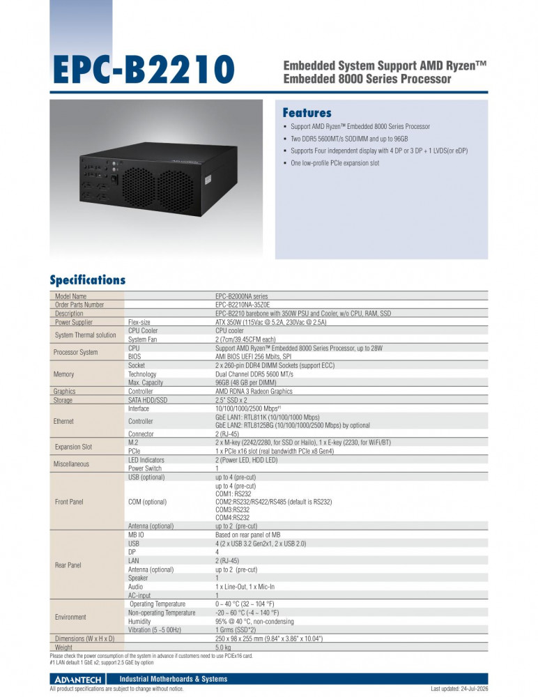EPC-B2210 product documentation page 1