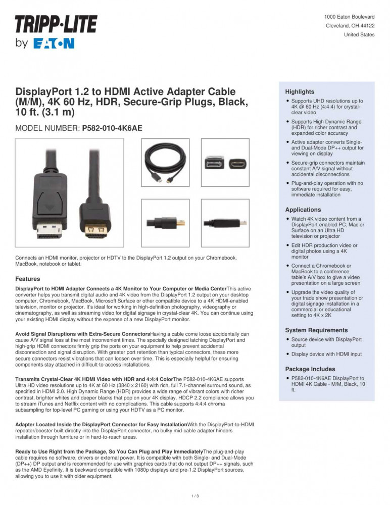 P582-010-4K6AE technical document page 1